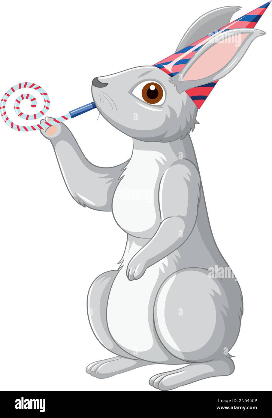 Cute grey rabbit cartoon character illustration Stock Vector Image ...