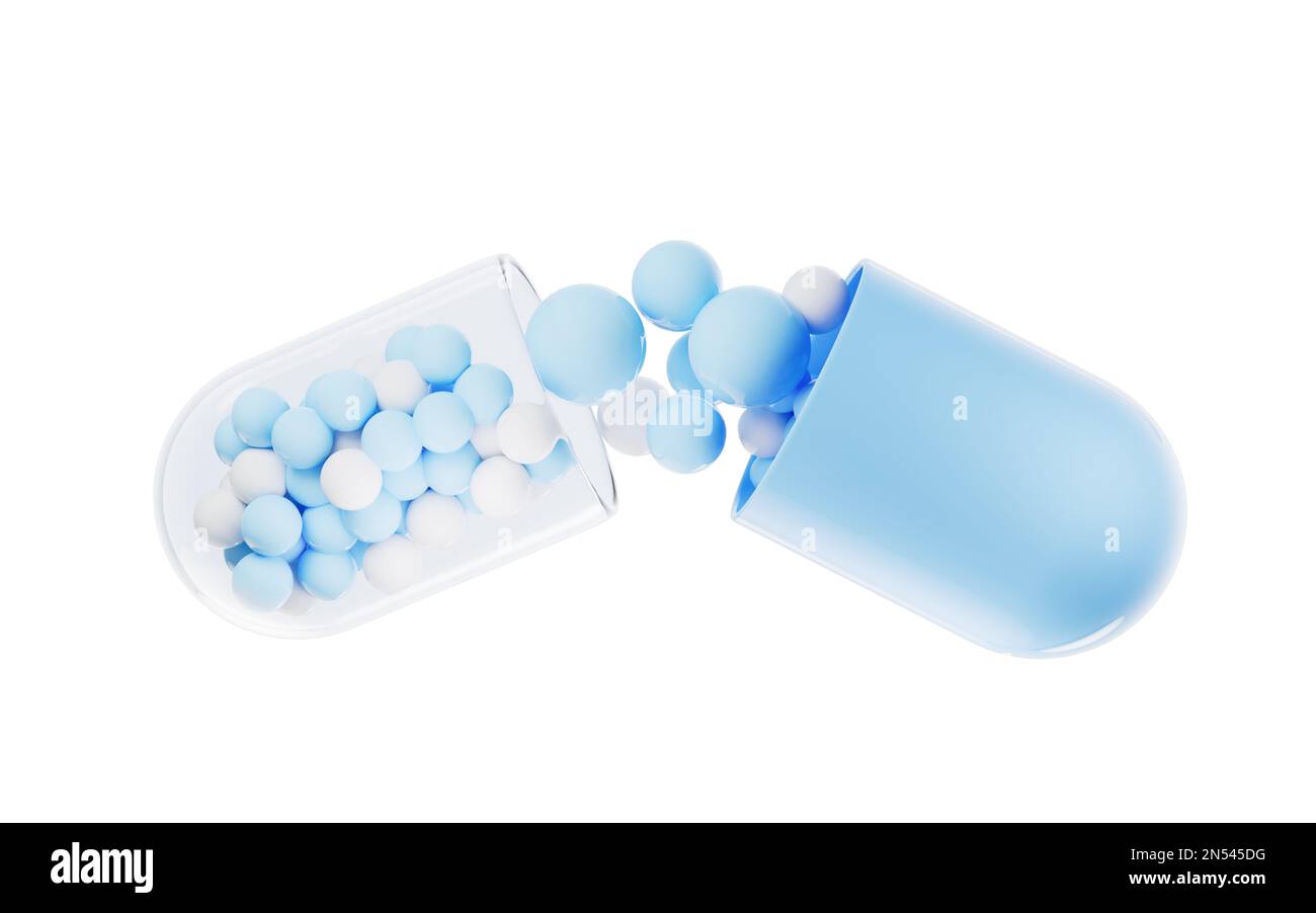 Medical capsule with biomedical concept, 3d rendering. Digital drawing ...