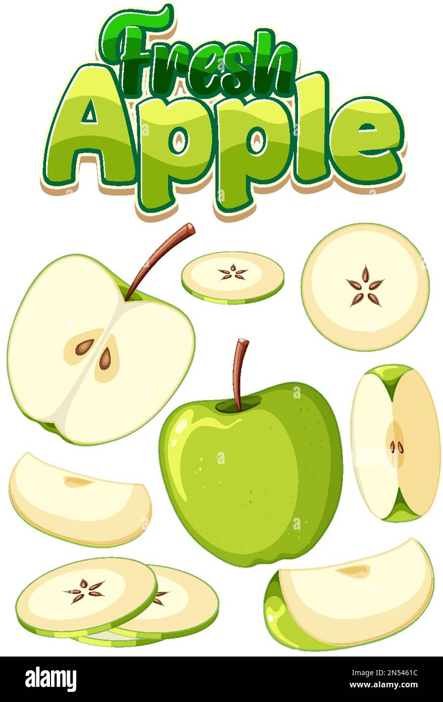 Set of green apple fruit illustration Stock Vector Image & Art - Alamy