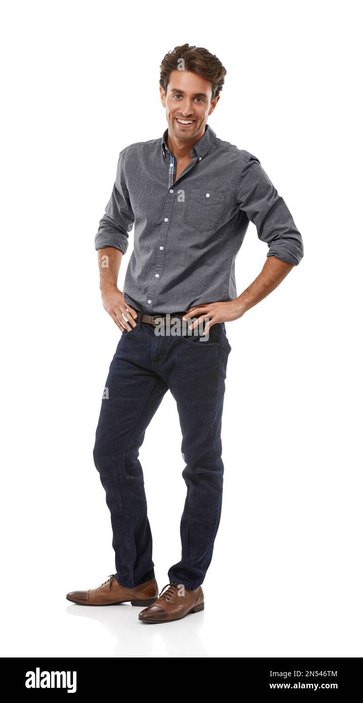 Hes a confident young man. Full-length portrait of a handsome young man ...