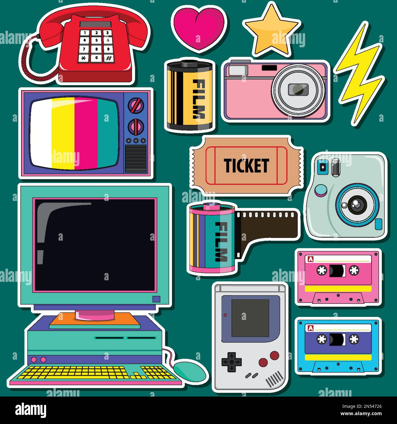 Retro objects and elements set illustration Stock Vector Image & Art ...