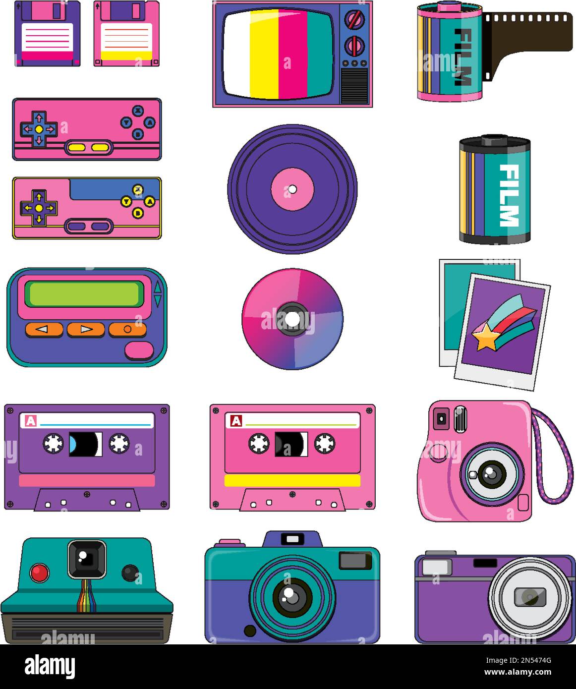 Retro objects and elements set illustration Stock Vector Image & Art ...