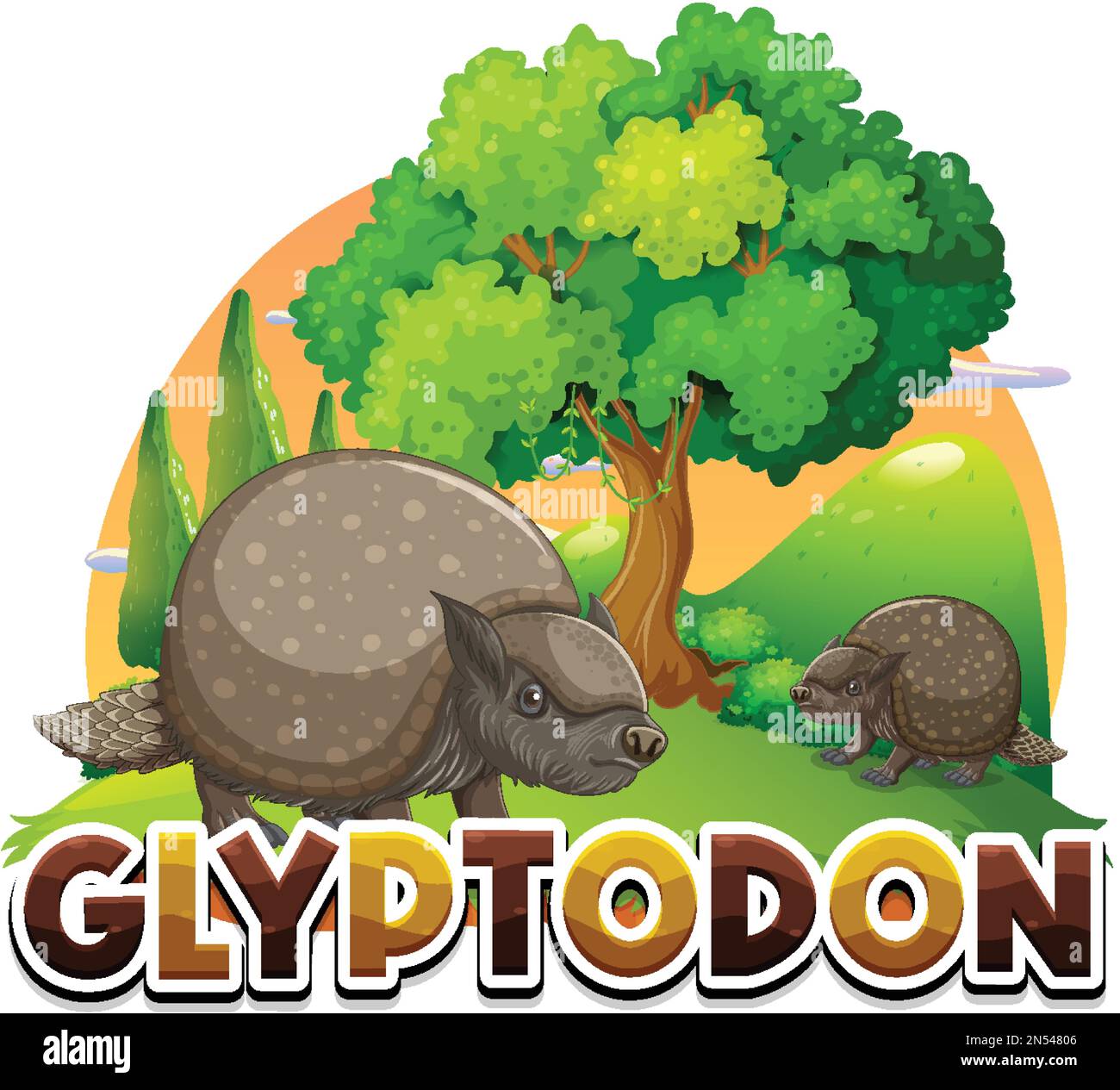 Glyptodon cartoon character with logo illustration Stock Vector Image ...