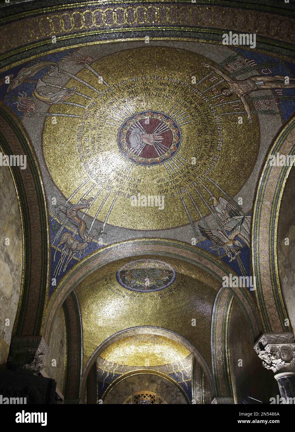 This Thursday, March 20, 2014 photo shows the glass mosaic decorated ...