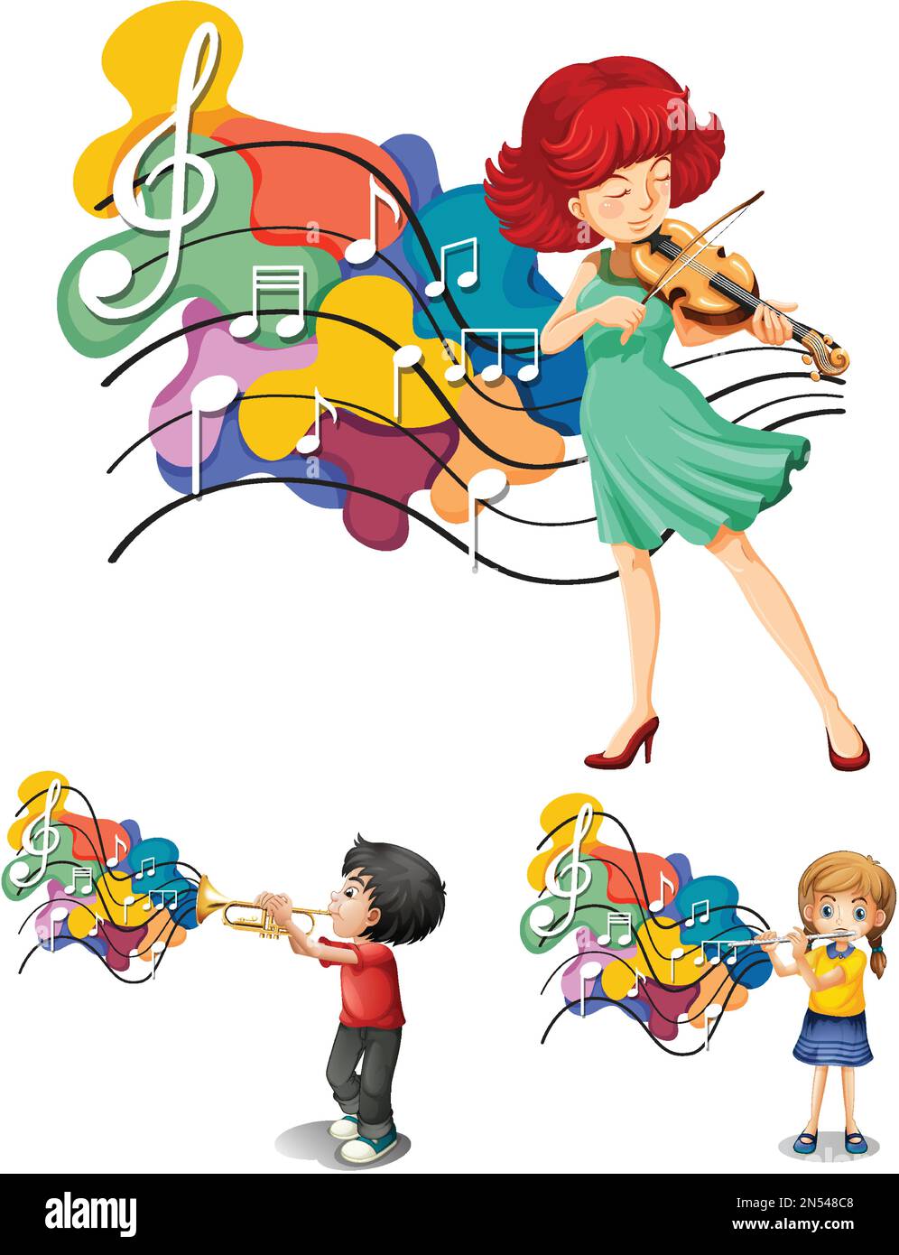 Cartoon character with music instruments illustration Stock Vector ...