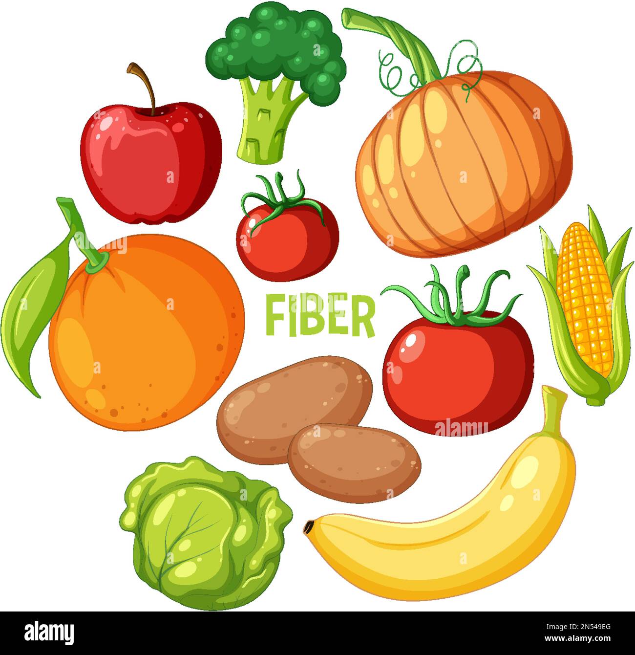 Vegetables and fruits fiber foods group illustration Stock Vector Image ...
