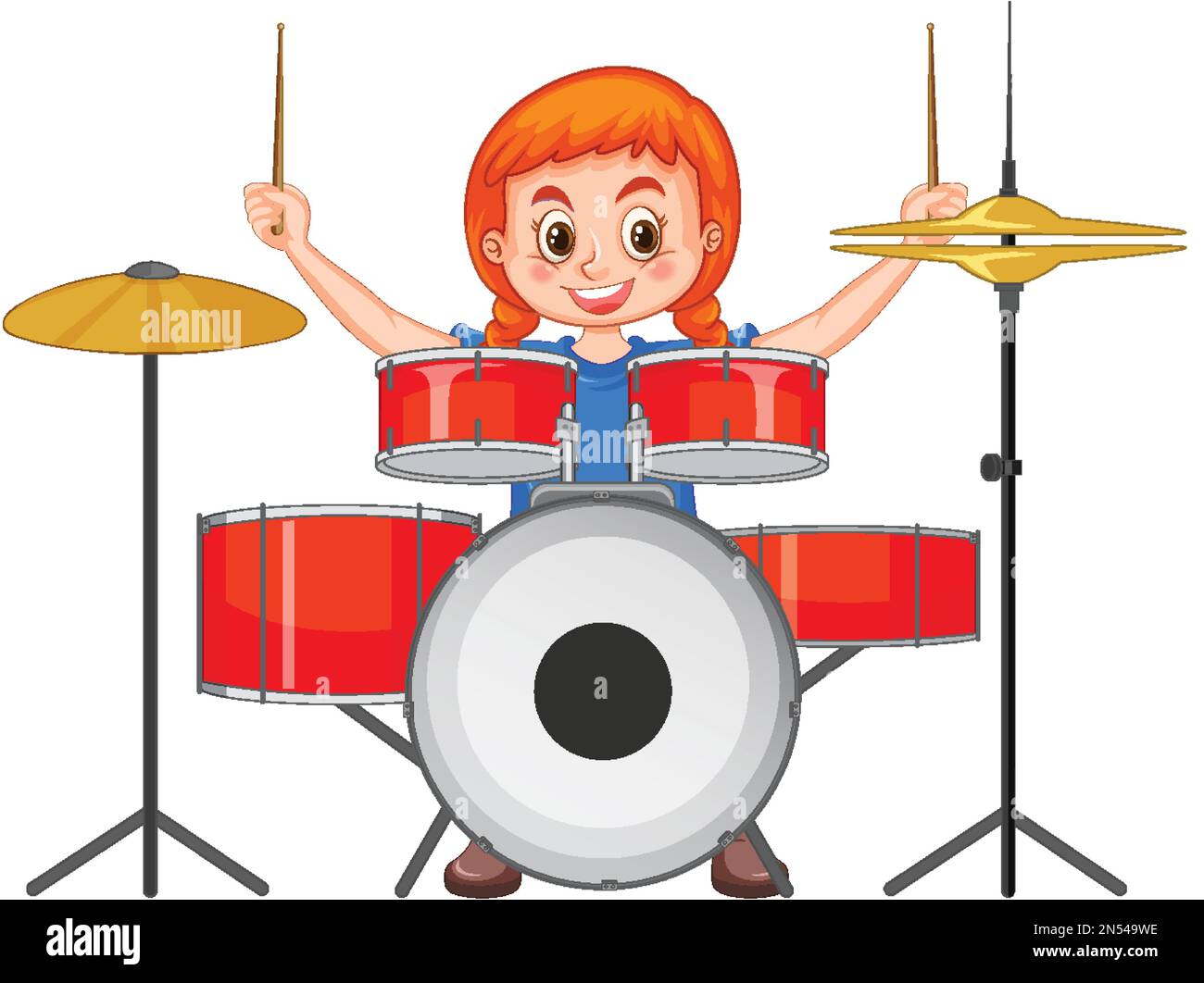 Drummer Girl Playing Drum Vector Illustration Stock Vector Image And Art