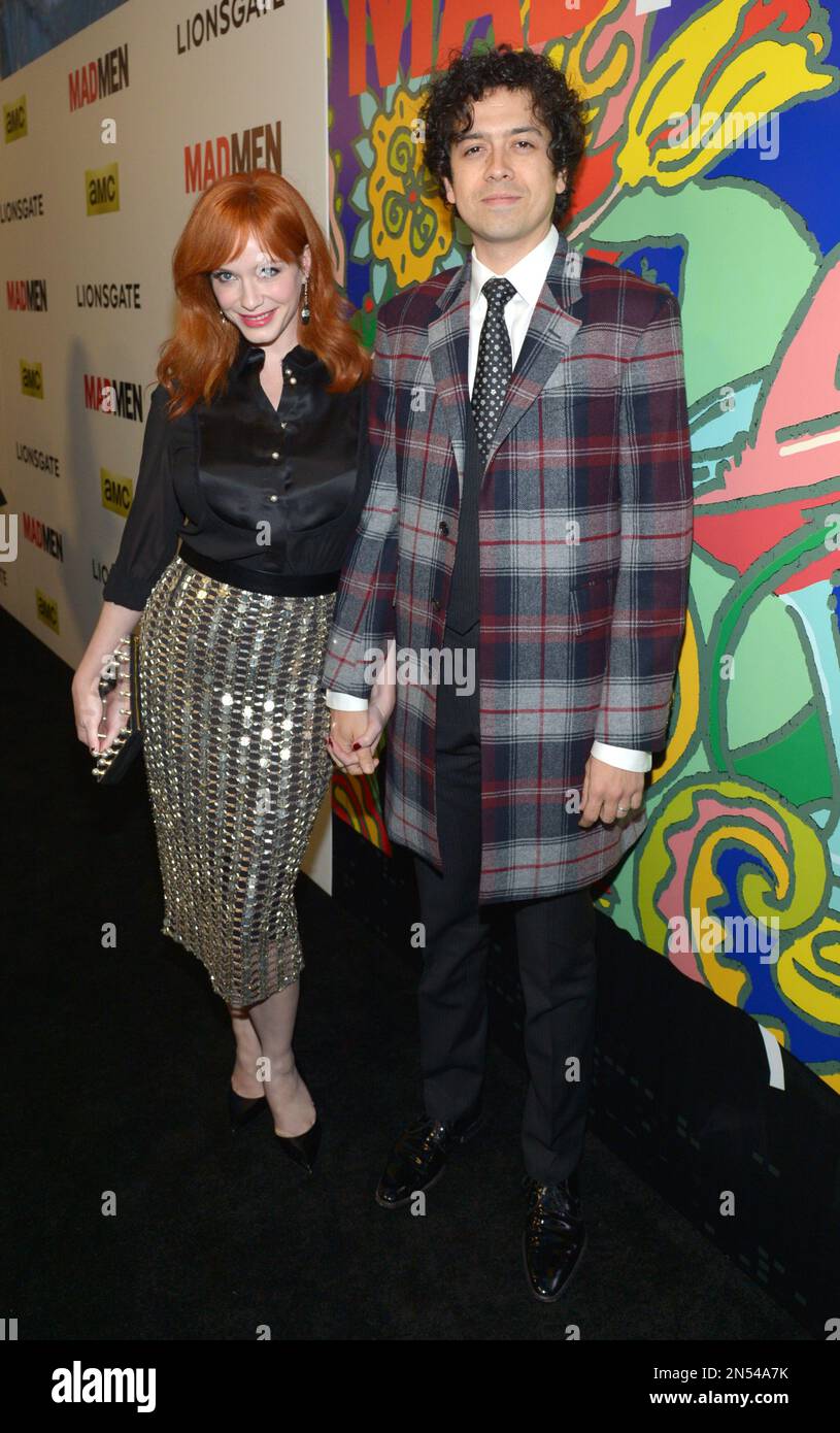 Christina Hendricks, left, and Geoffrey Arend arrive at the LA premiere ...
