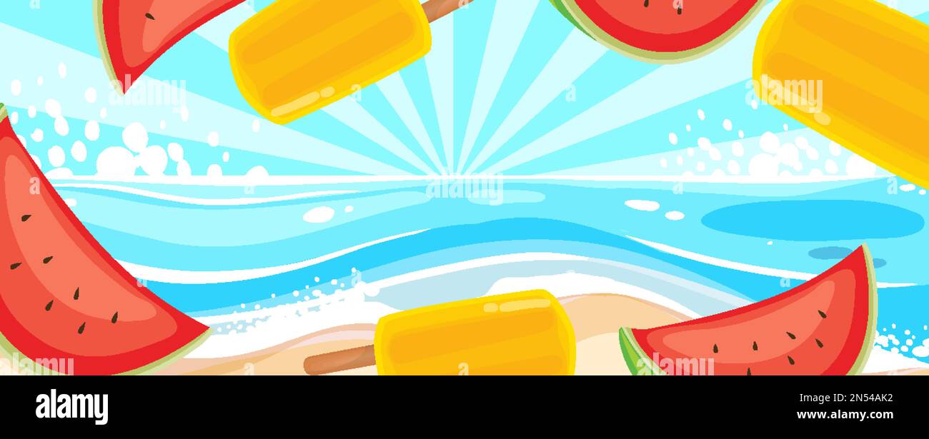 Summer beach background template illustration Stock Vector Image & Art ...