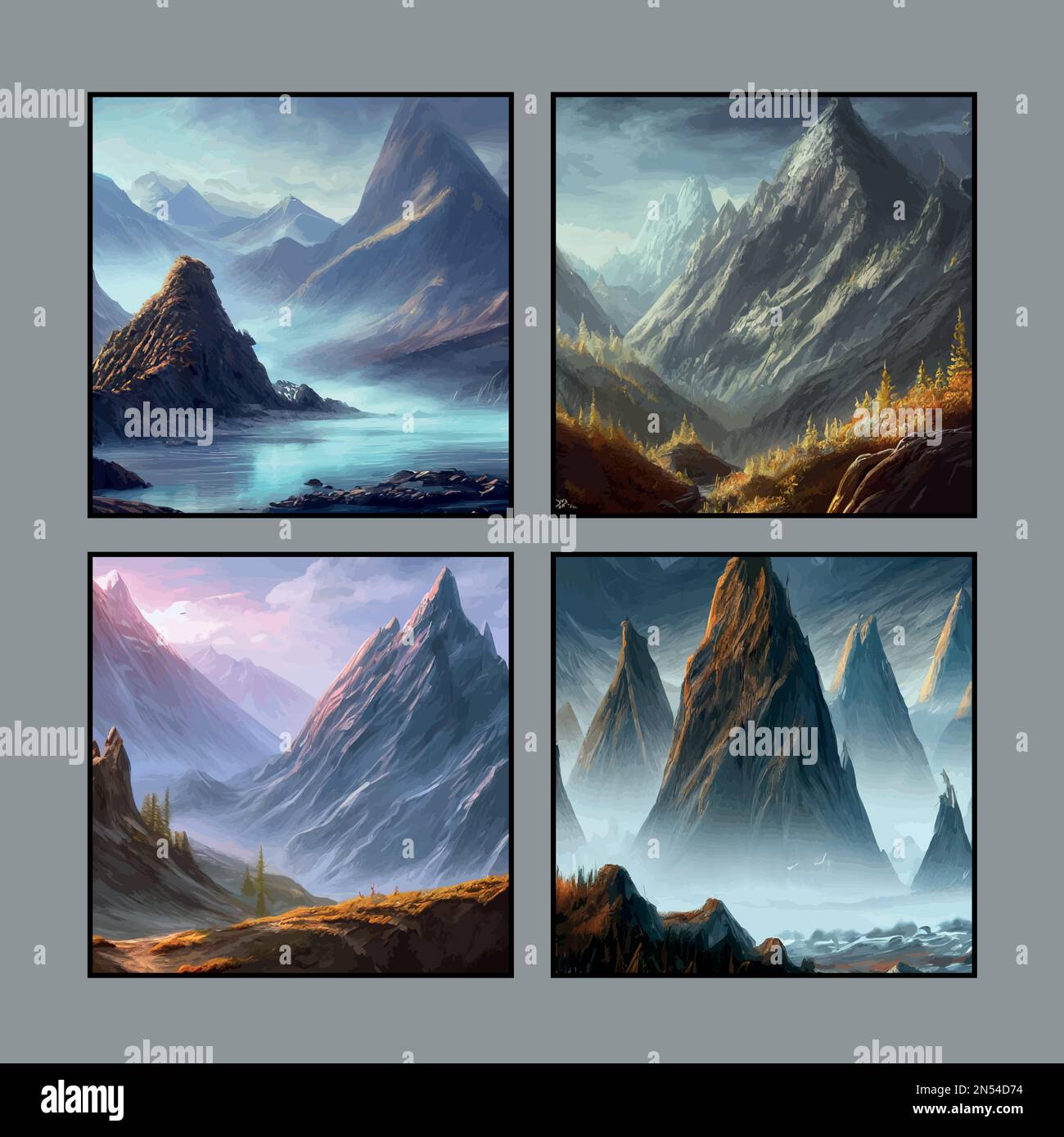 Swiss landscape painting Stock Vector Images - Alamy