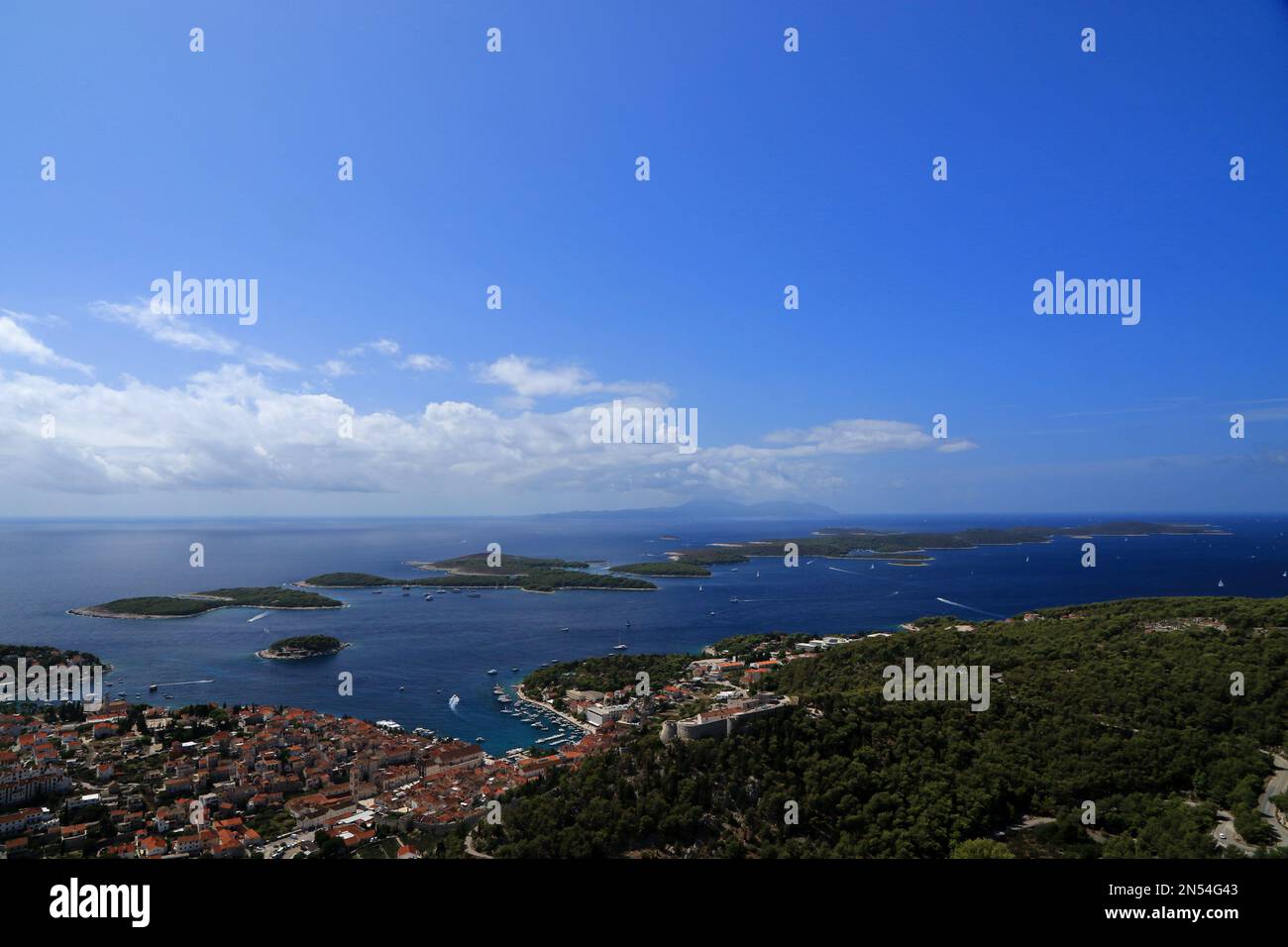 Paklinski Islands view from Napoleon fortress in Hvar island, Croatia ...