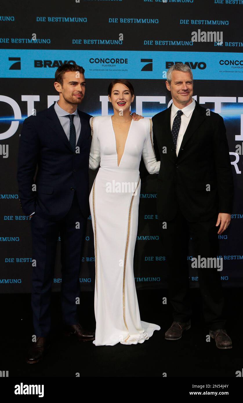 British actor Theo James, left, U.S actress Shailene Woodley and U.S ...