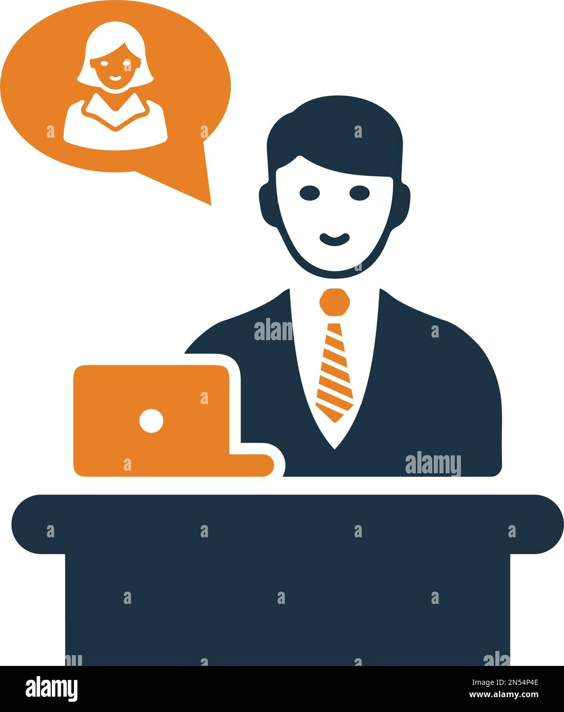 Reception, desk support icon is isolated on white background. Use for ...