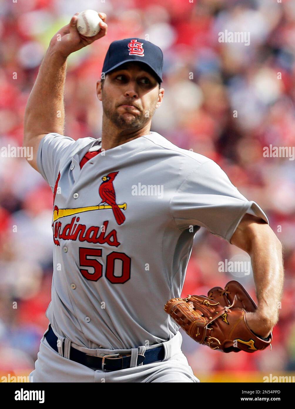 St. Louis Cardinals starting pitcher Adam Wainwright throws against the ...