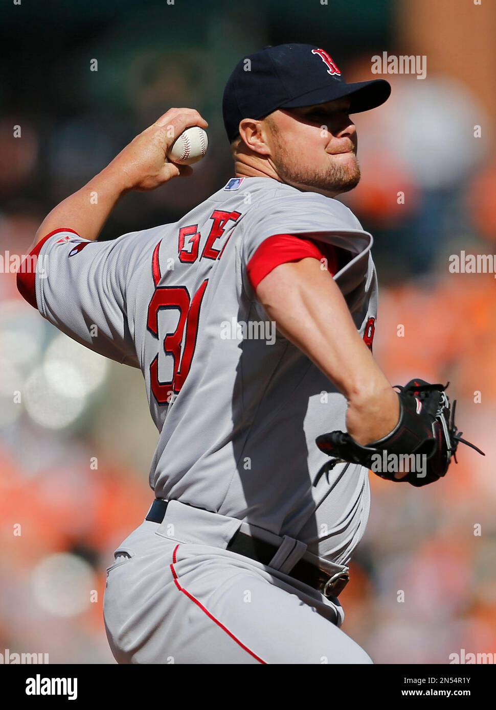 Boston Red Sox starting pitcher Jon Lester throws to the Baltimore ...