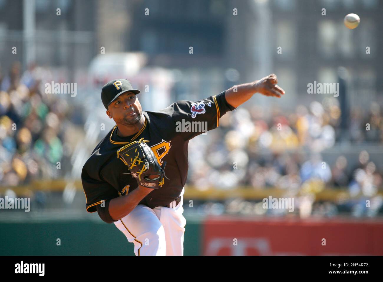 Pittsburgh Pirates starting pitcher Francisco Liriano (47) throws ...