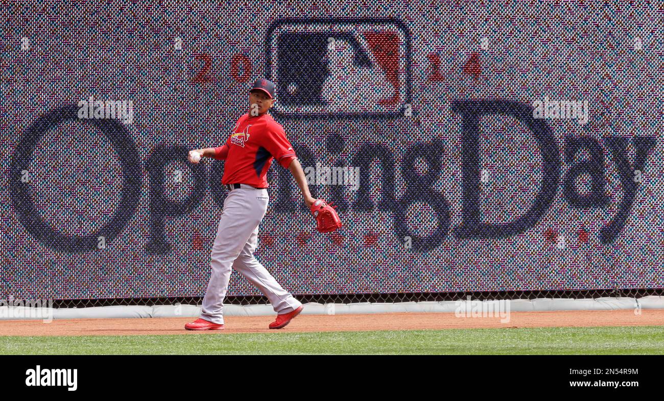 St. Louis Cardinals relief pitcher Carlos Martinez shags fly balls ...