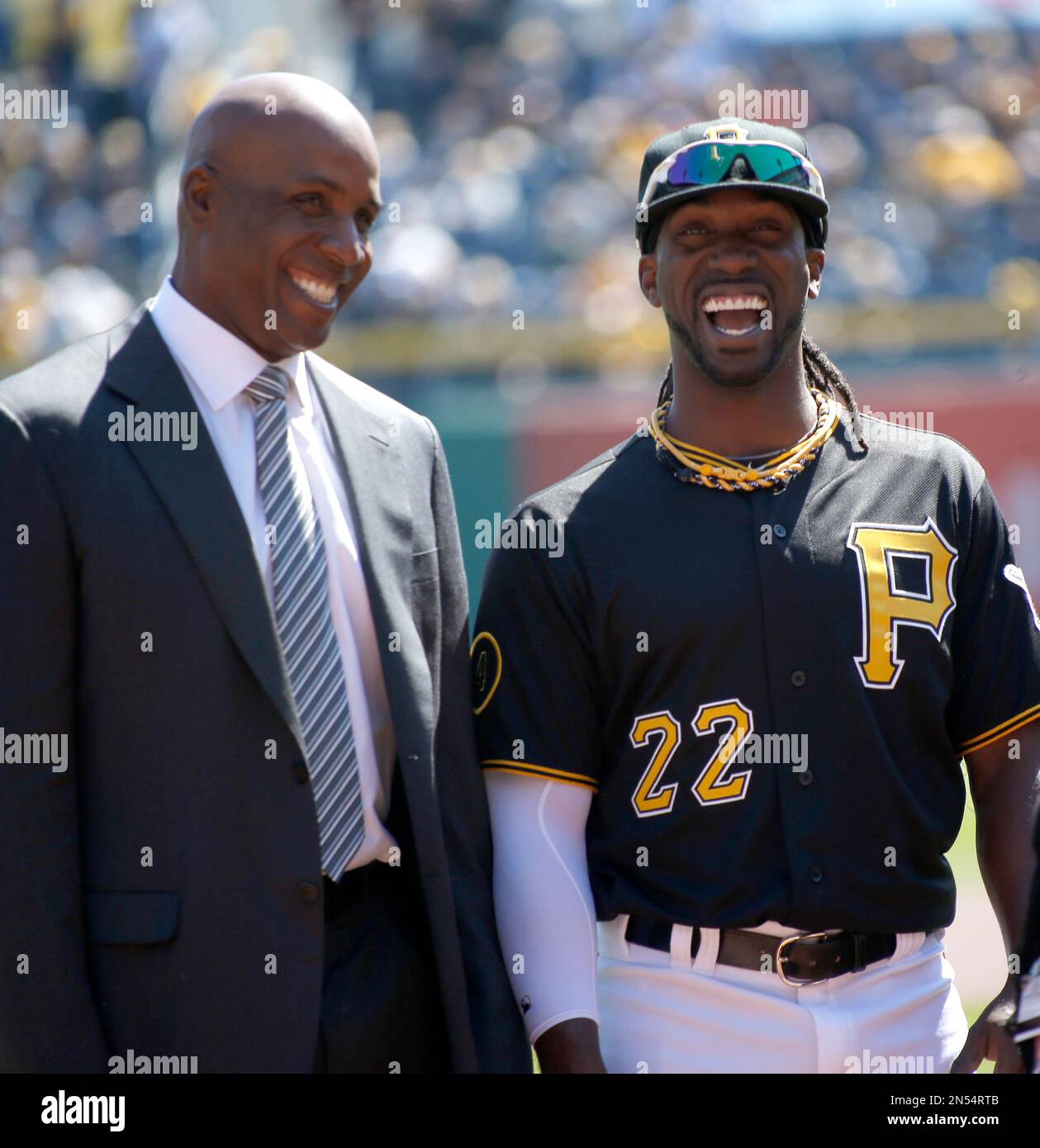 Pittsburgh Pirates center fielder Andrew McCutchen (22) stands with ...