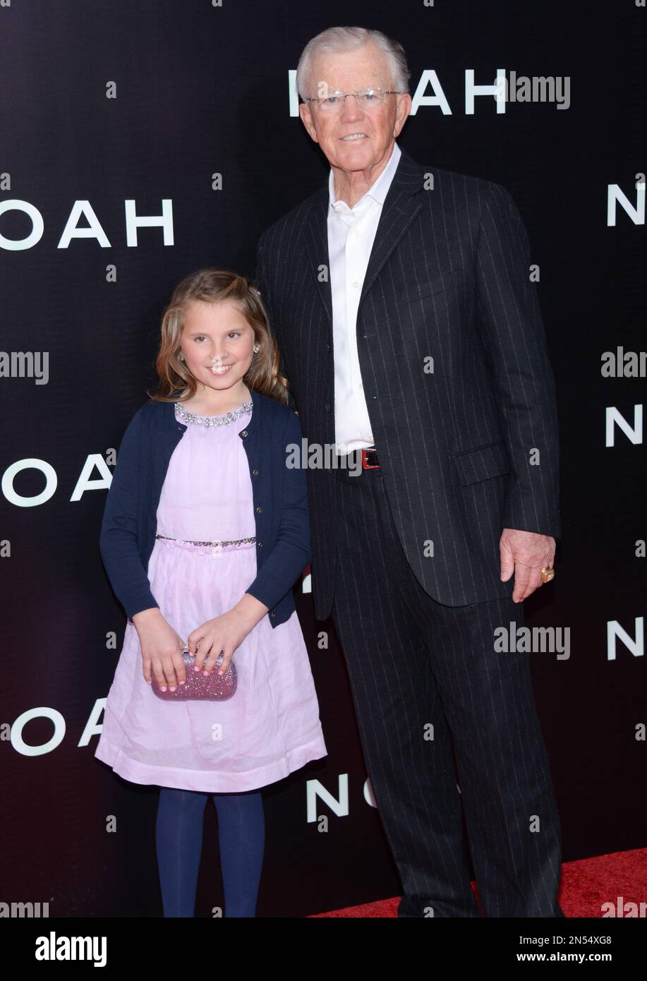 Joe Gibbs and granddaughter Elle Gibbs attend the premiere of "Noah" at ...