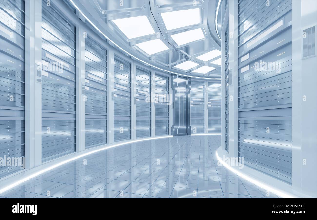 Sever racks and data center, big data and cloud computing concept, 3d ...