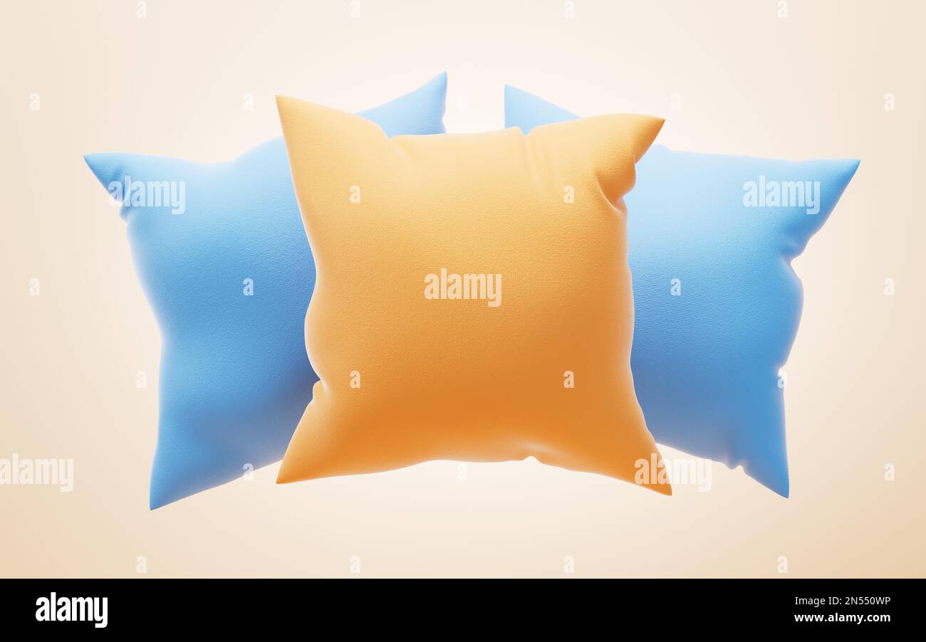 Soft and inflatable throw pillows, 3d rendering. Digital drawing Stock ...