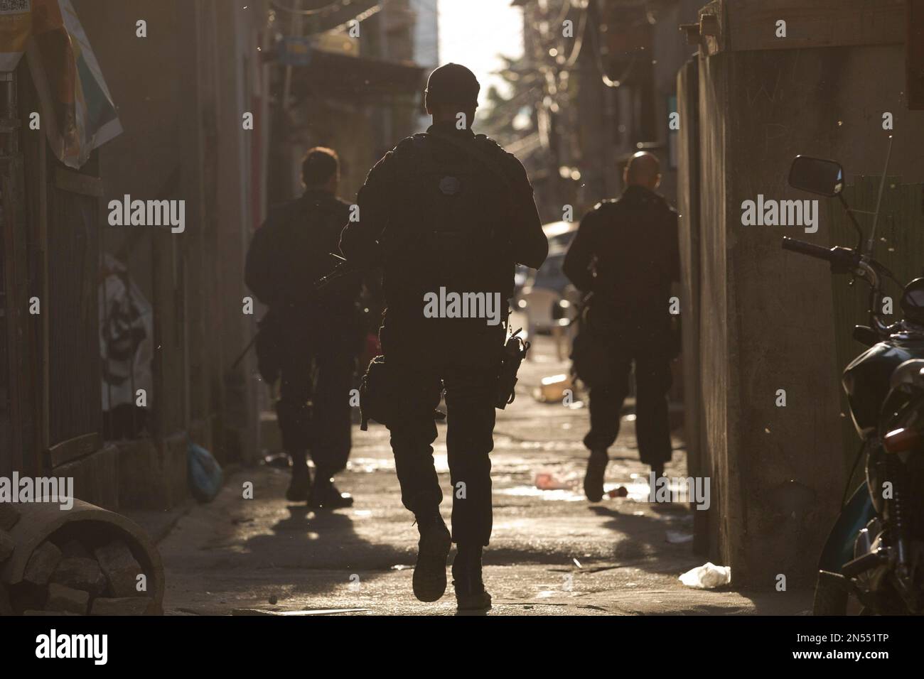 Special operations battalion Police officers patrol the Mare slum ...