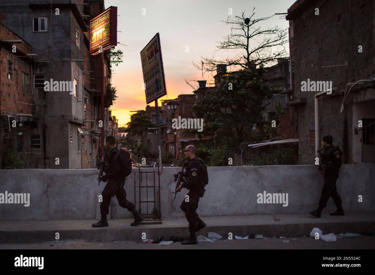 Special operations battalion Police officers patrol during an operation ...