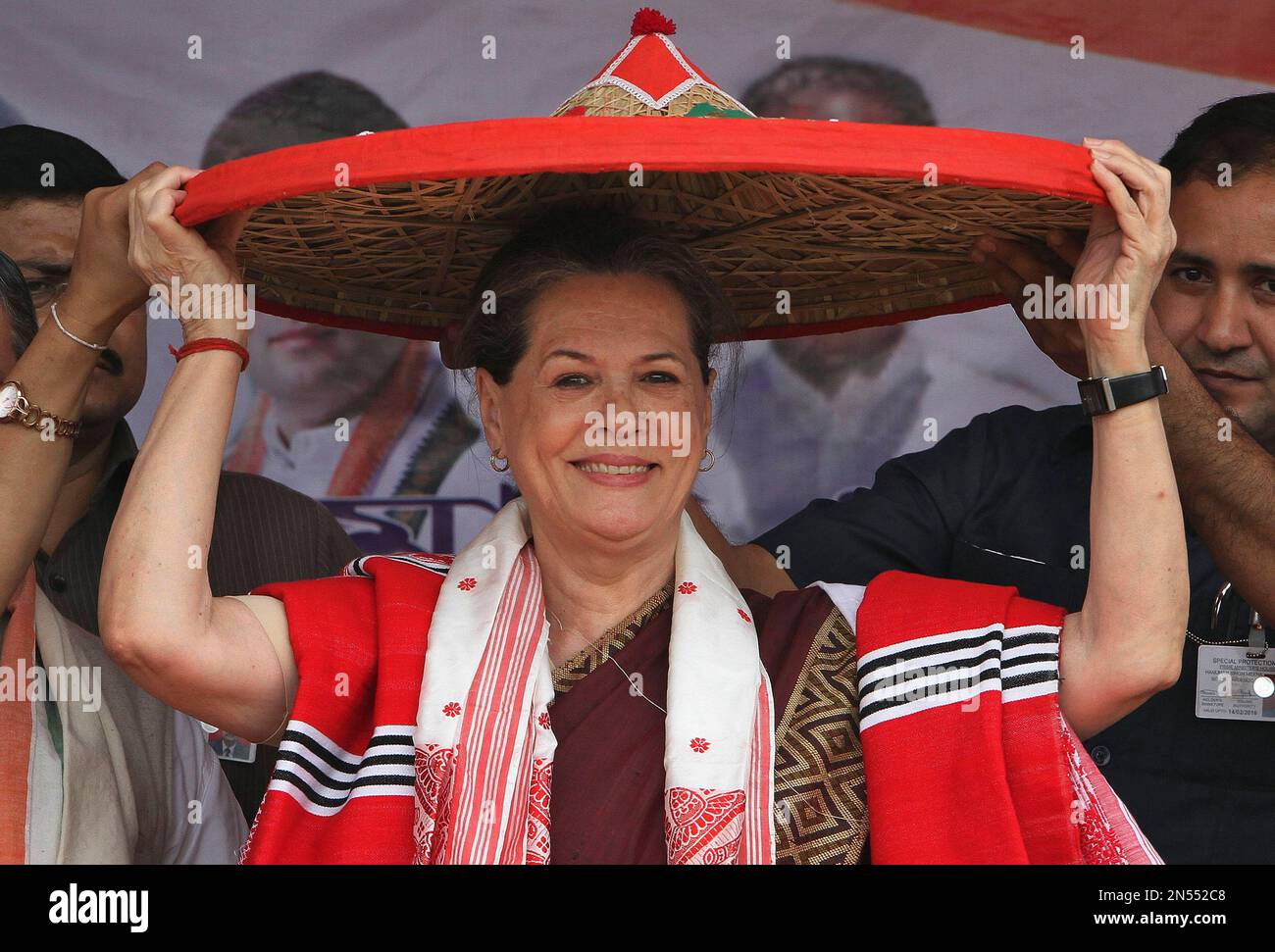 India's ruling Congress party president Sonia Gandhi poses with an ...