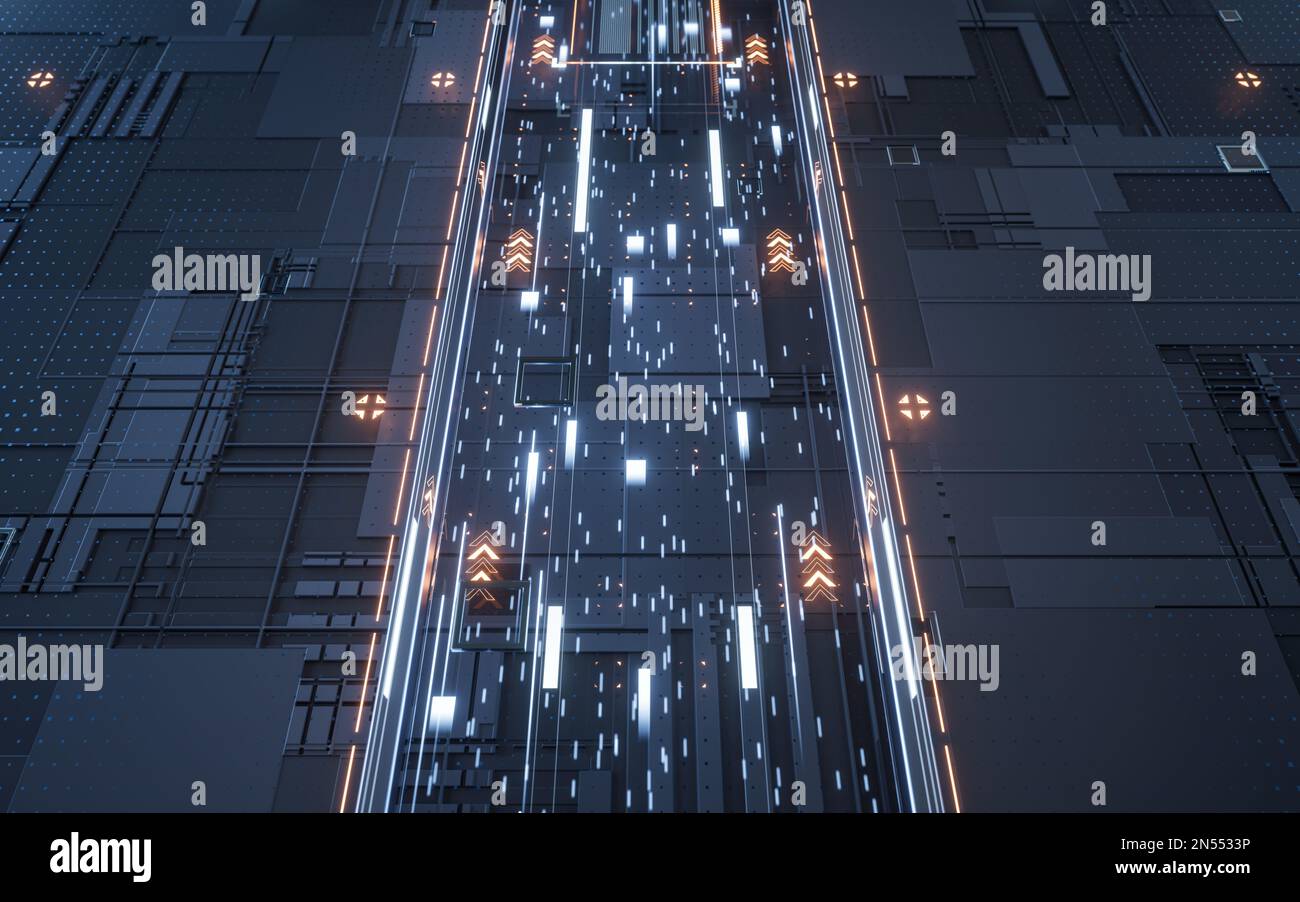 Fast speed electronic transmission circuit, 3d rendering. Digital ...