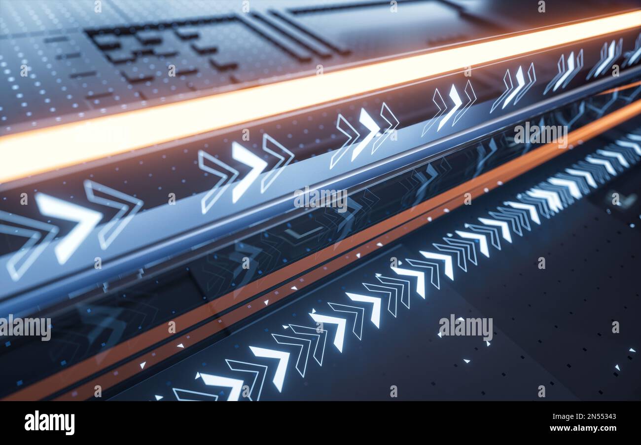 Fast speed electronic transmission circuit, 3d rendering. Digital ...