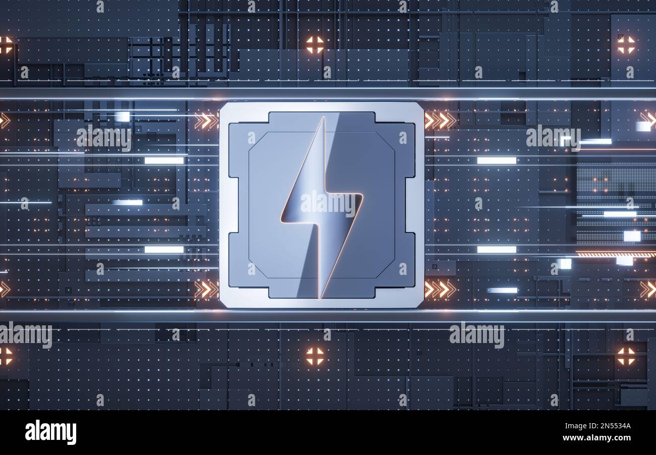 Circuit board and electrical chip core, 3d rendering. Digital drawing ...