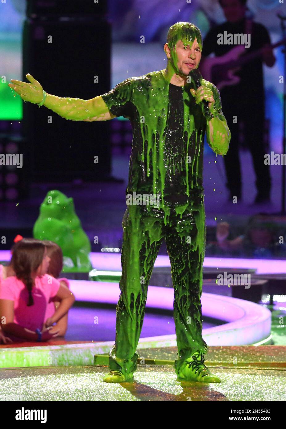 Mark Wahlberg gets slimed at the 27th annual Kids' Choice Awards at the ...