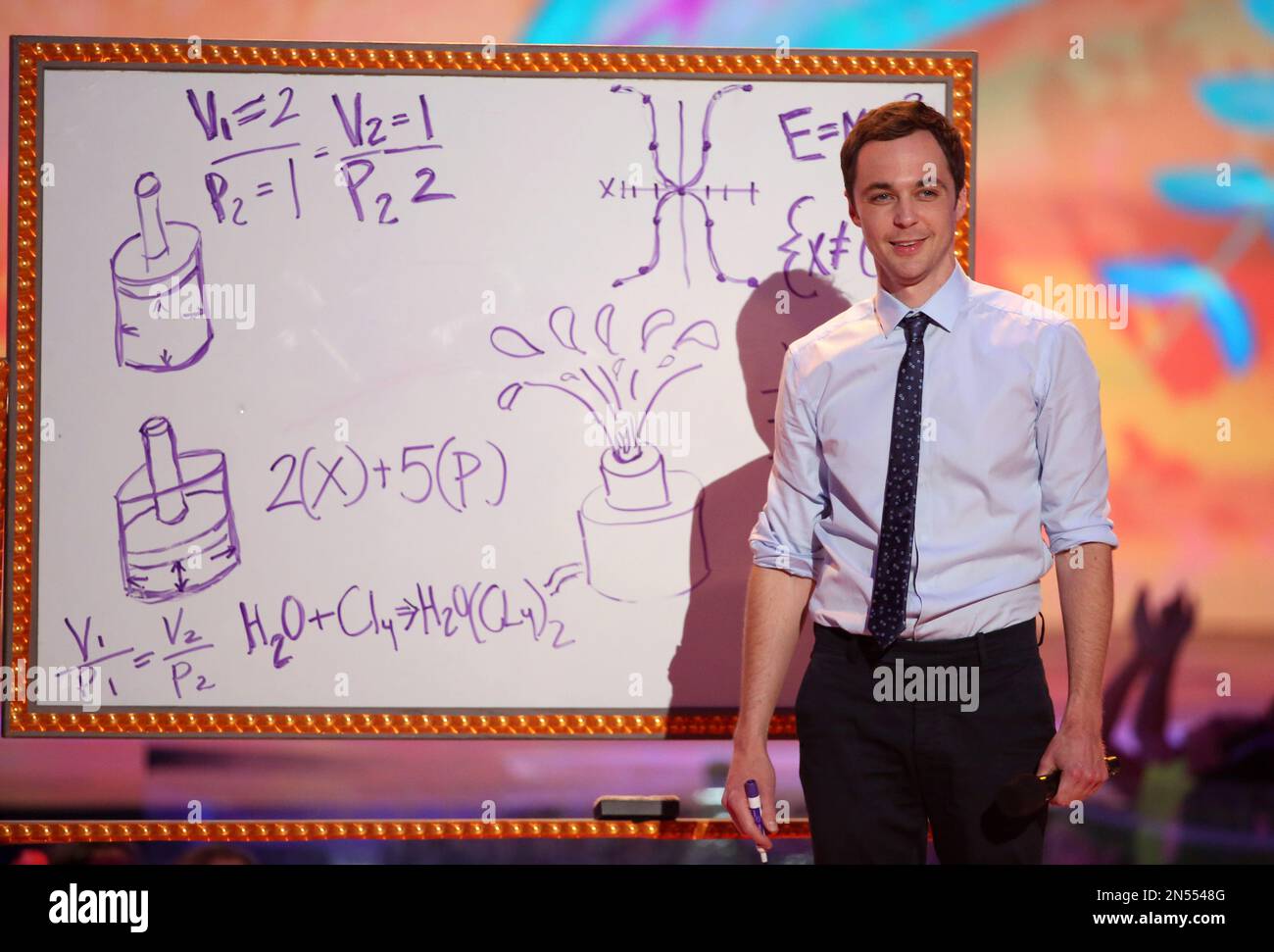 Jim Parsons speaks on stage at the 27th annual Kids' Choice Awards at ...