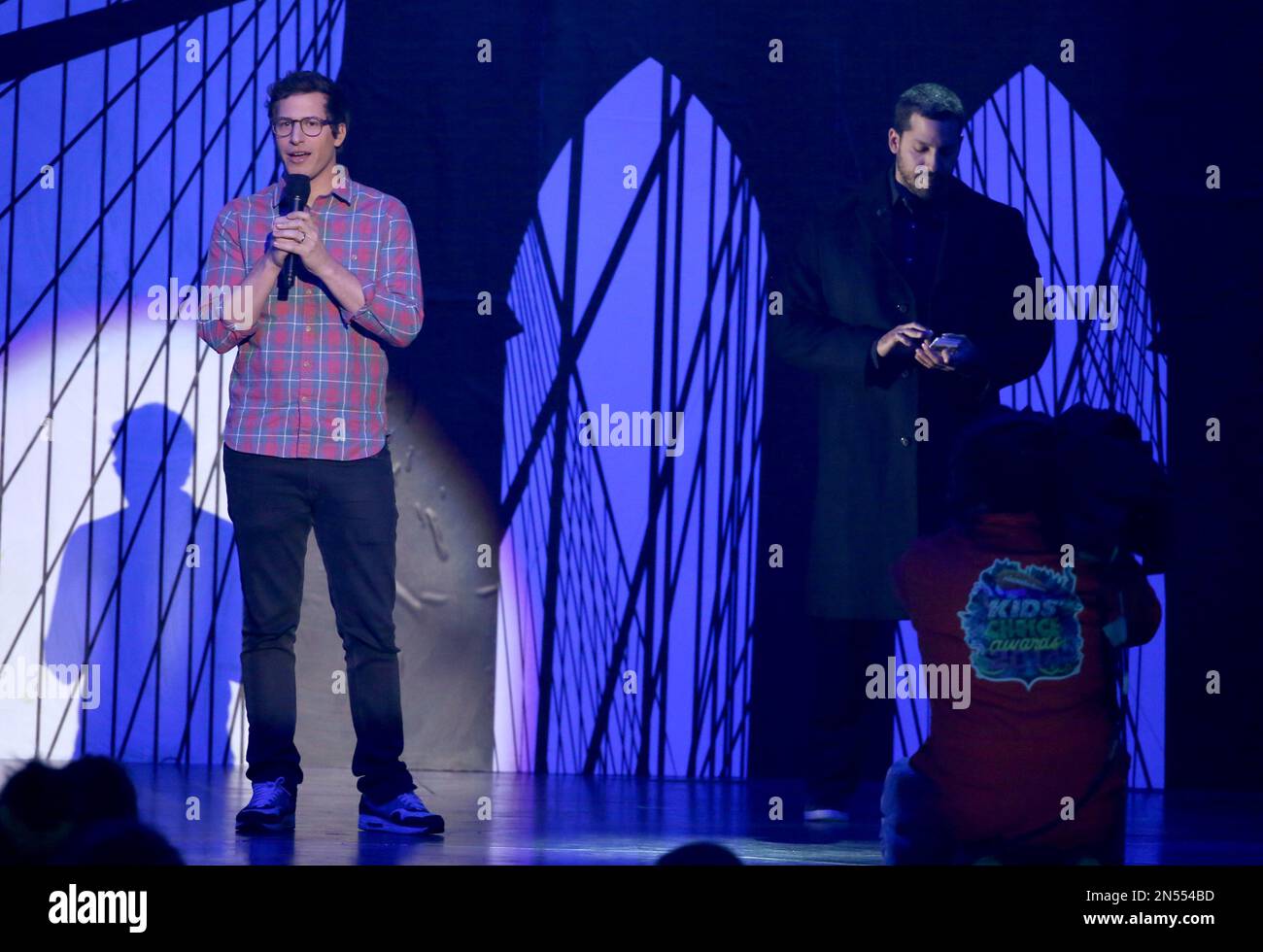Andy Samberg, left, introduces David Blaine at the 27th annual Kids ...
