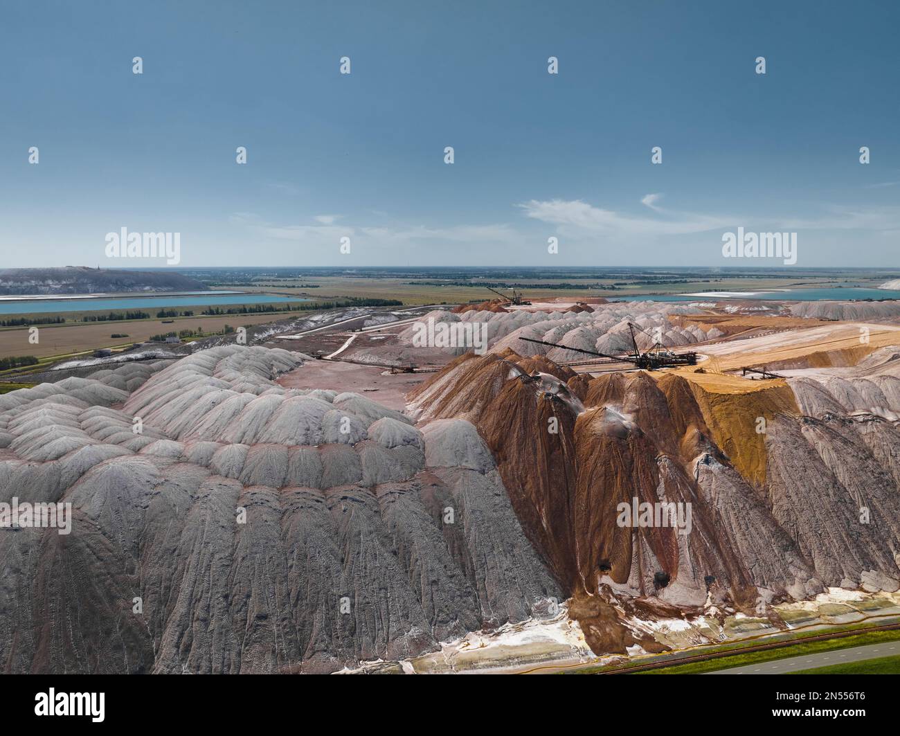 Huge dumps of potassium salt and waste sludge storage sites Stock Photo ...