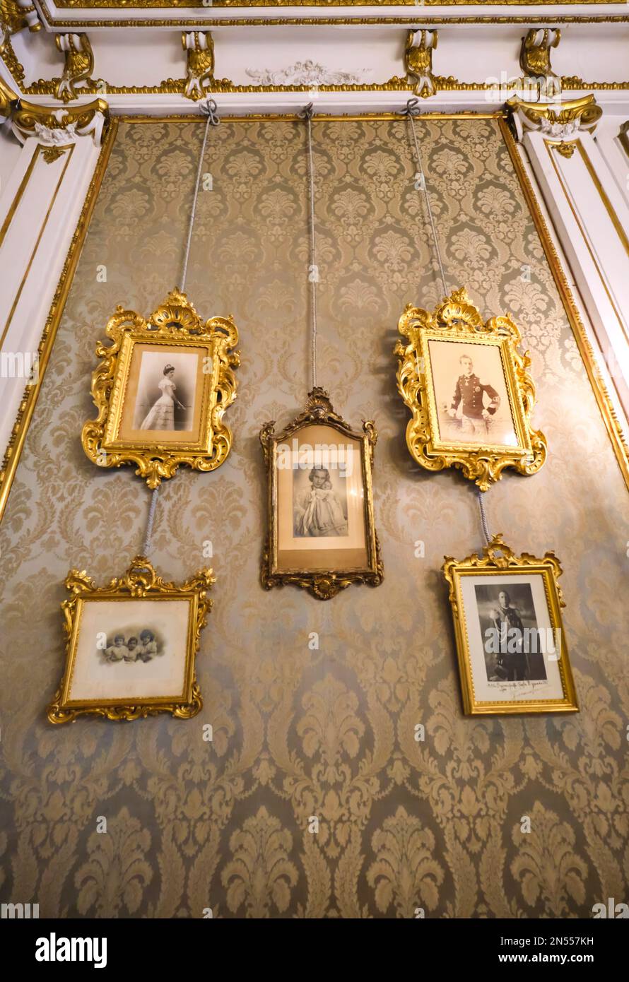 A collection of old family photographs in rich, gilded gold, fancy ...