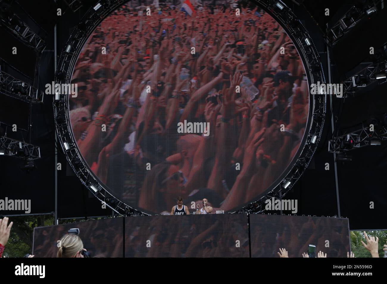 Wouter Janssen and Sjoerd Janssen of Showtek performs at the Ultra ...