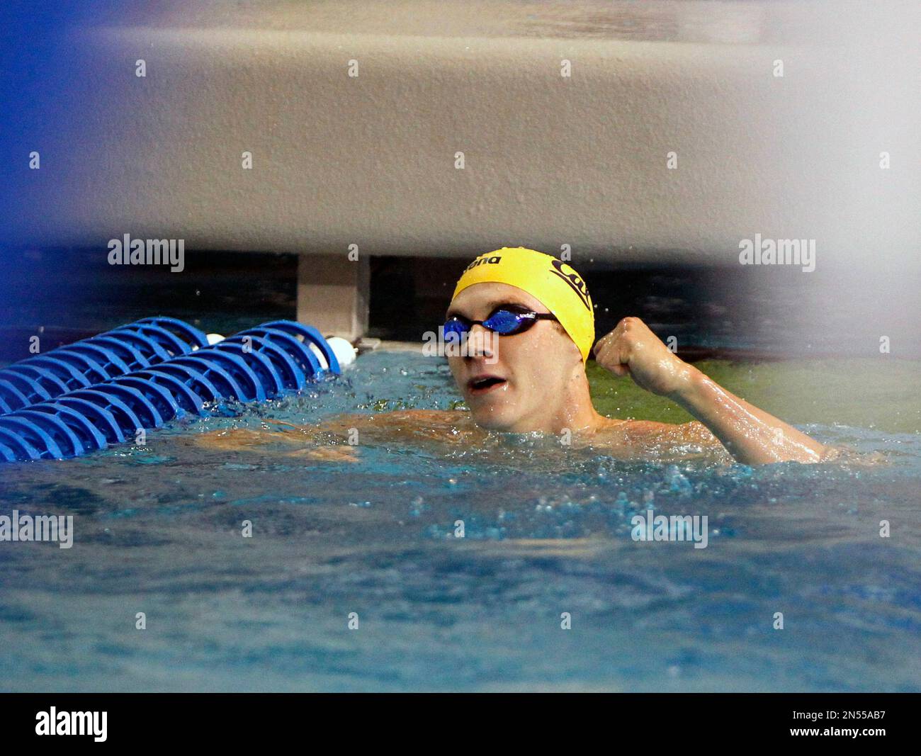 California's Ryan Murphy celebrates after winning the men's 100-yard ...