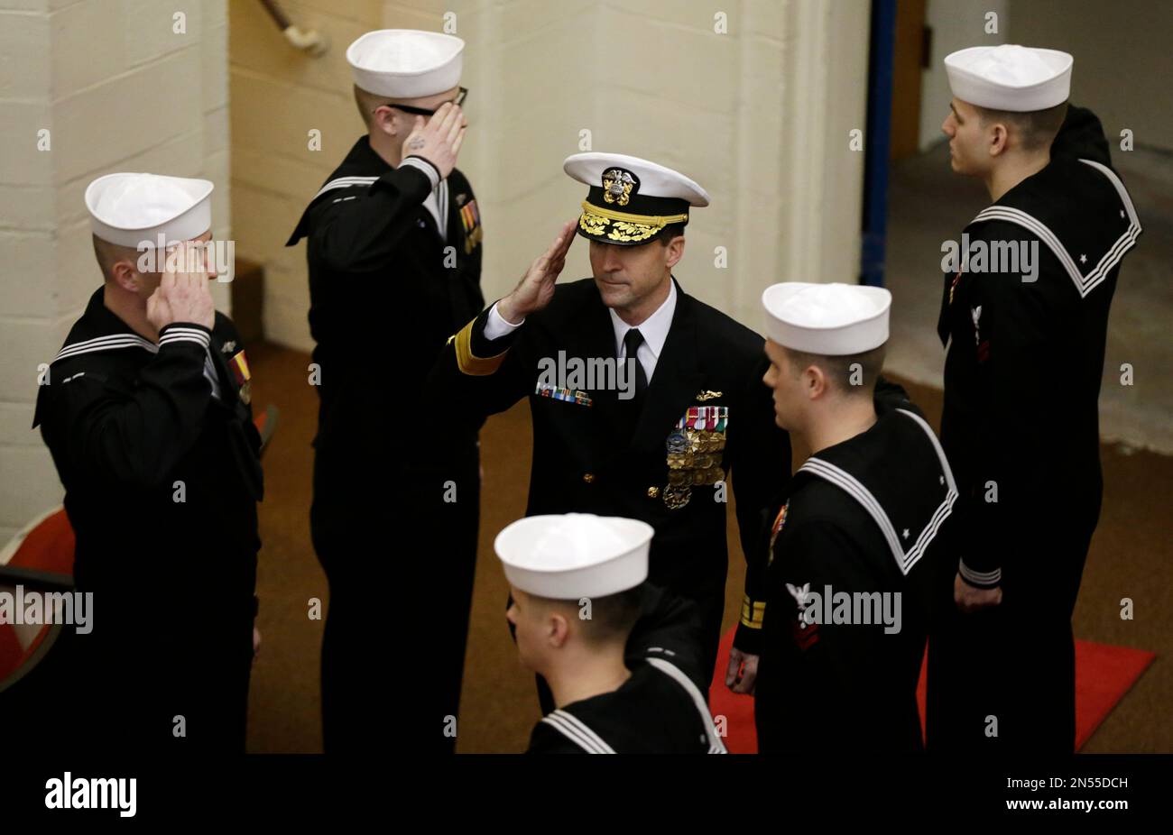 Rear Admiral Ken Perry arrives at the decommissioning ceremony for the ...