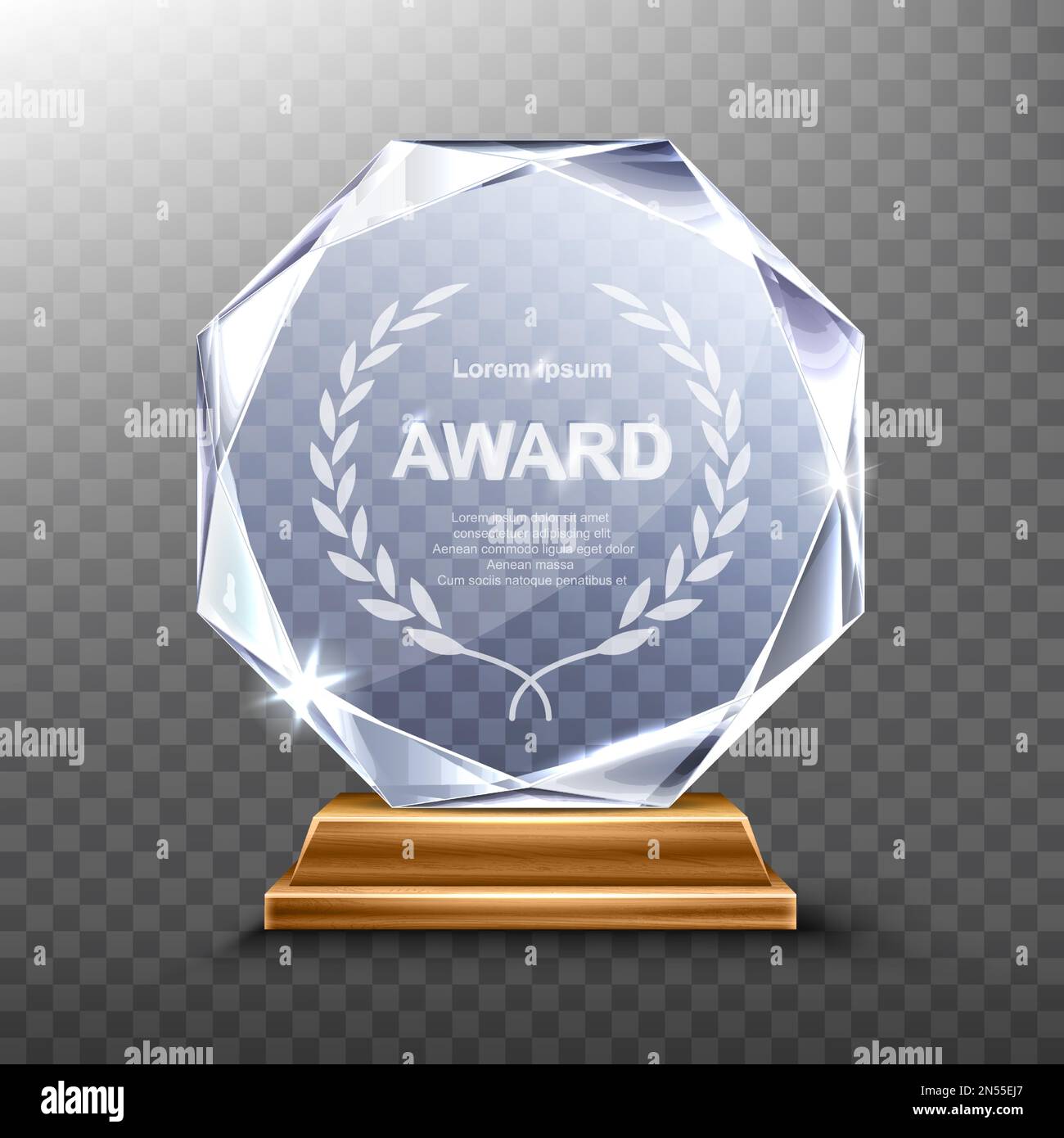 Glass award trophy or winner prize realistic vector illustration ...