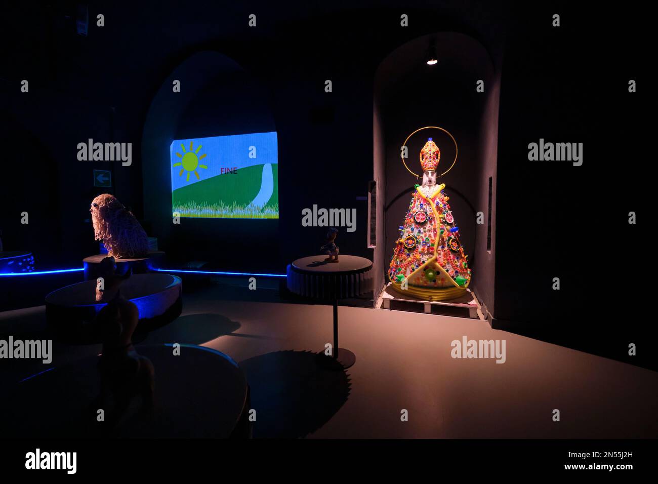 Outsider, Folk art San Gennaro parade, festival figure made from small ...