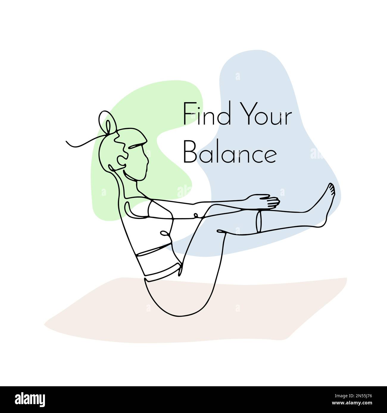 Single line drawing of a girl in yoga pose with inspirational quote ...