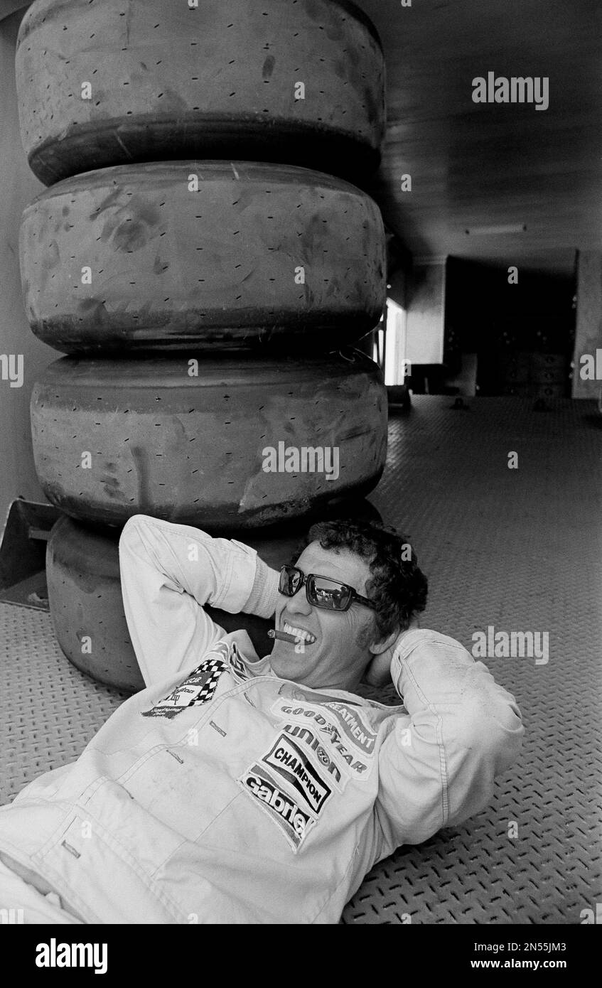 Stock car driver Richard Petty relaxes in his van at the Alabama ...