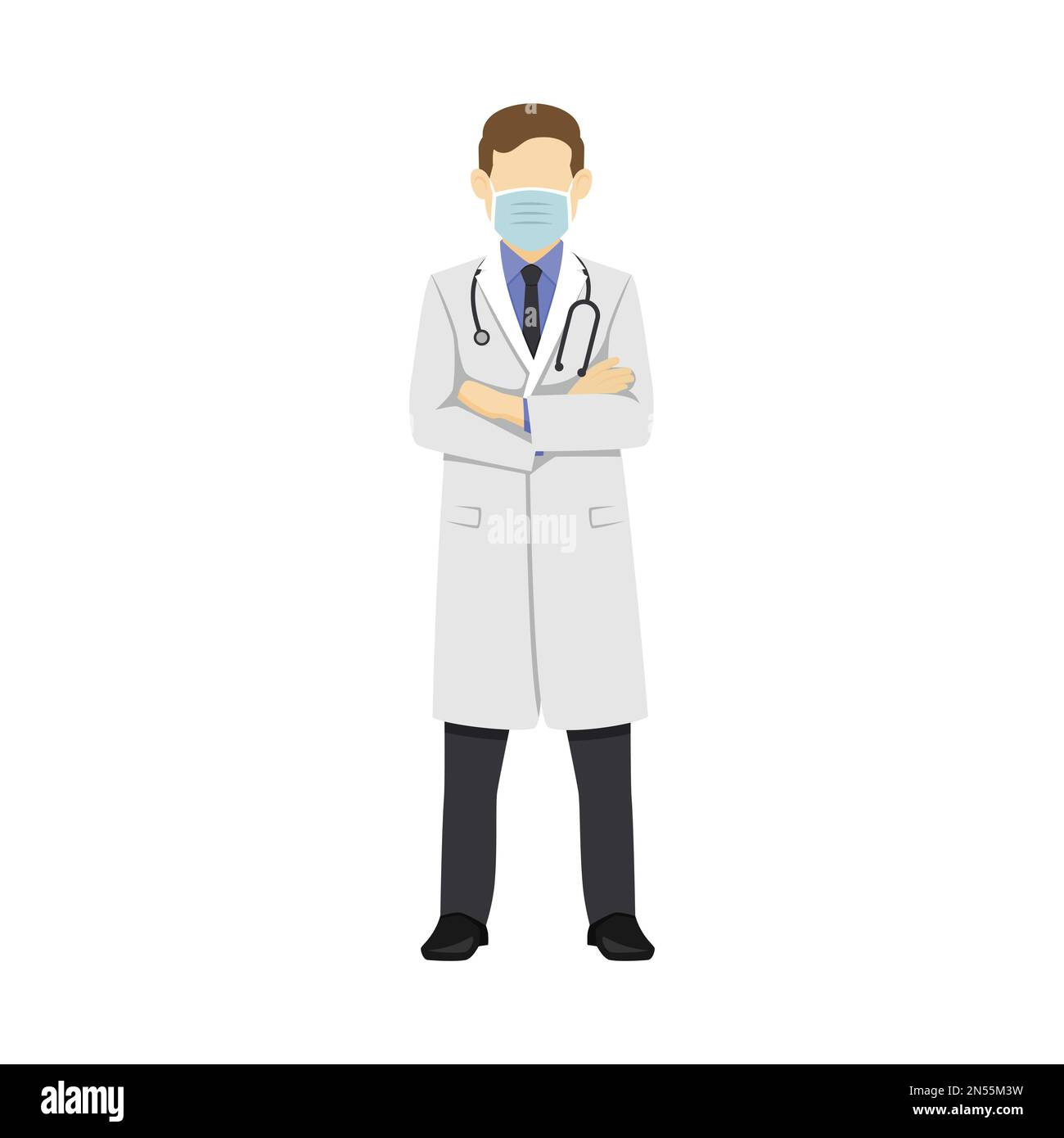 Doctor Standing with Arms Crossed Flat Design Vector Illustration Stock ...