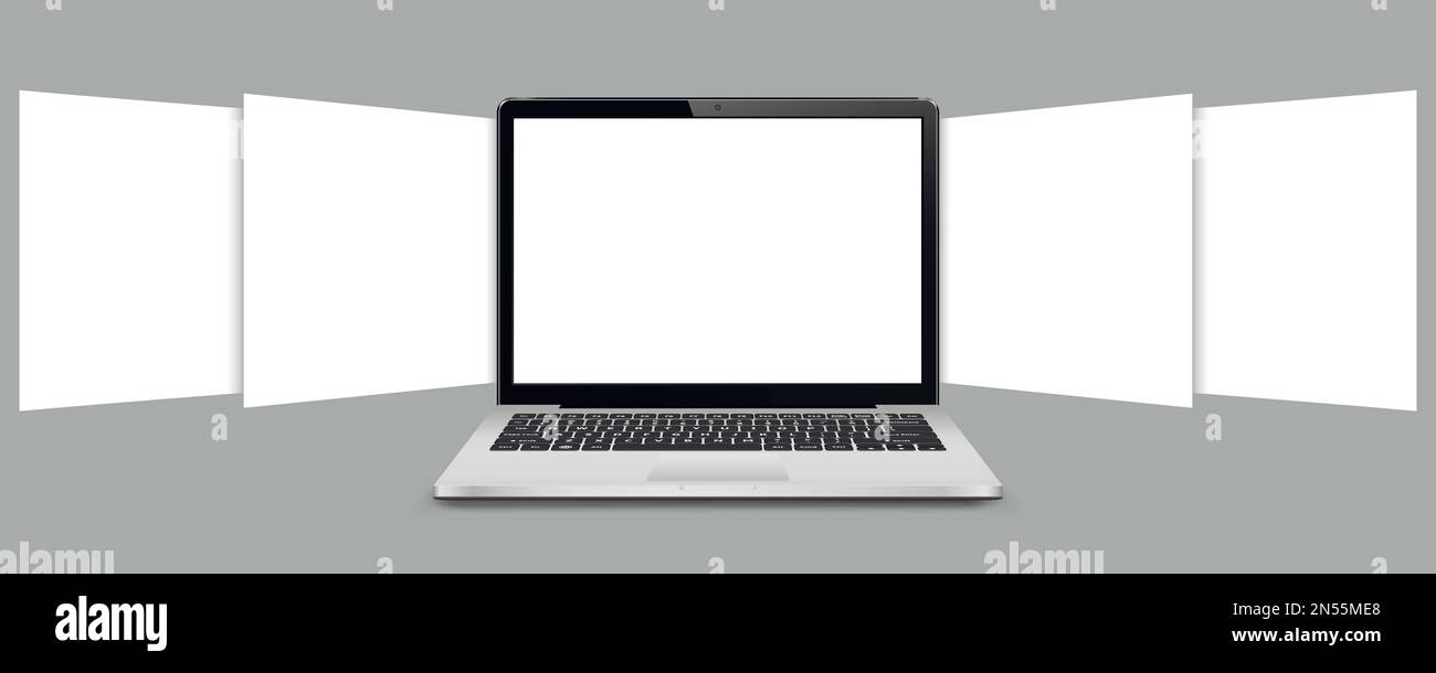 Laptop with blank web pages. Mockup for showing screenshots of websites ...