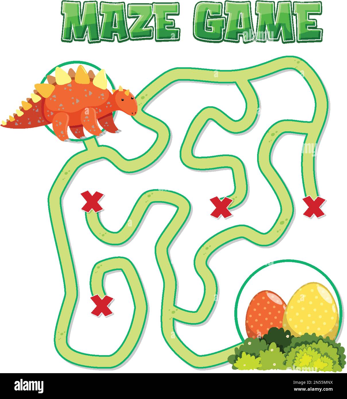 Maze game template in dinosaur theme for kids illustration Stock Vector ...