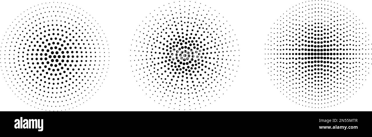 Halftone dotted gradient circle. Half tone effect circular dotted ...