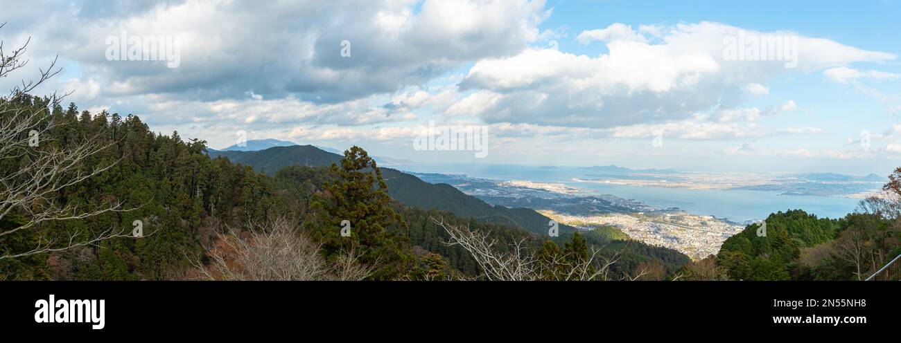 Beautiful Panorama landscape southern west side of lake Biwa (Biwako ...