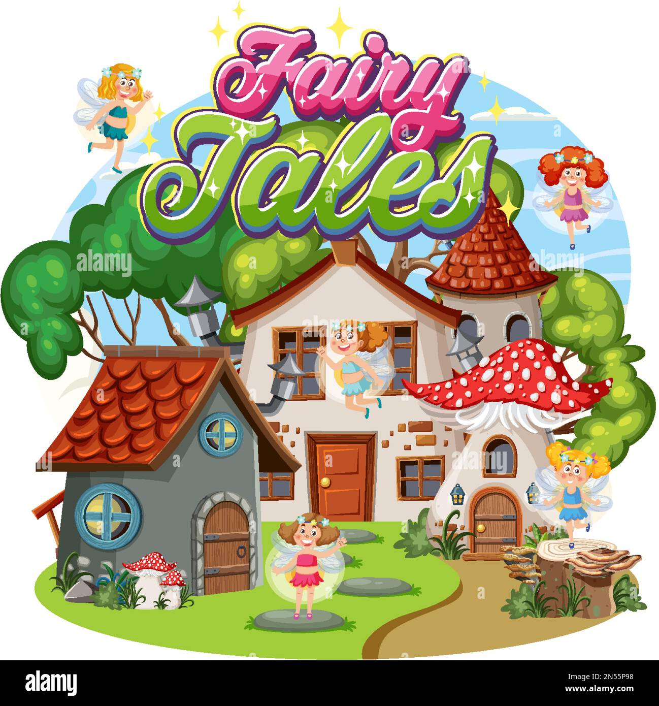 Fairy tales text design illustration Stock Vector Image & Art - Alamy