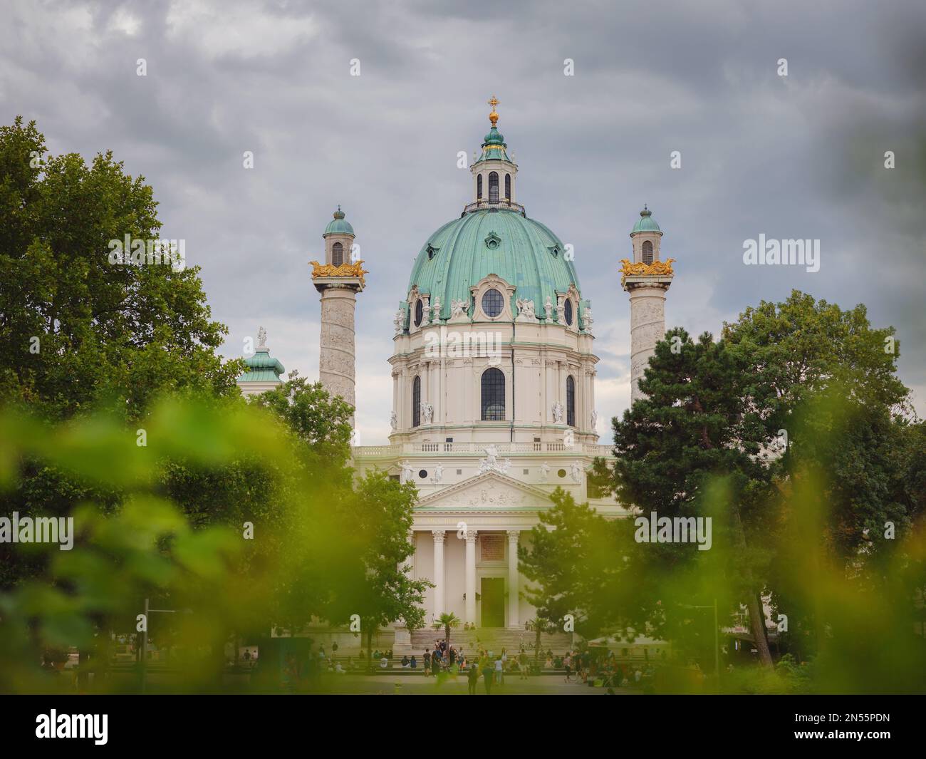 Catholic church located in the southern part of Karlsplatz, Vienna. One ...